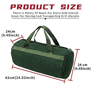 Grill Accessory Storage Bag, 24" Extra Thick Canvas Grill Utensil Storage Bag, Double Zipper Grill Tool Storage Bag, BBQ Tool Storage Bag Carry Bag for Camping Hiking Barbecue