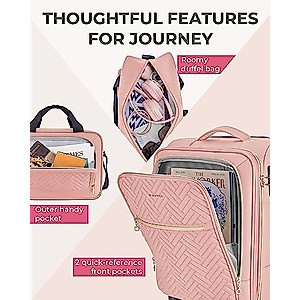 BAGSMART Carry On Luggage 20 Inch, Expandable Suitcase, 2 Piece Luggage Sets Luggage Airline Approved Rolling Softside Lightweight Suitcases with Front Pocket for Women Men, Carry-On Pink