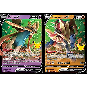 Zacian V & Zamazenta V - Pokemon Celebration Card Lot - Legendary Ultra Rare Holo Foil - 018/025 & 016/030