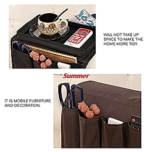 Sofa Armrest Organizer with Cup Holder, Non-Slip Armchair Caddy TV Remote Control Holder Sofa Tray Armchairs Table Storage Bag with 4 Pockets for Cellphone Tablet Book Drinks(11.8 x 7.1x 7.1 inch)