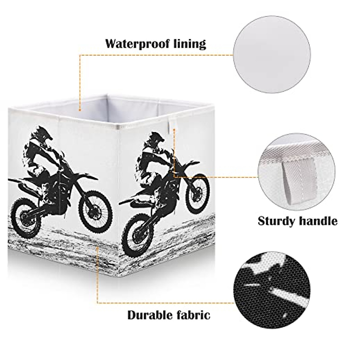 Kigai Motocross Rider Storage Basket Cube Box Foldable Canvas Storage Basket for Clothes Storage,Toy Box,Home Storage