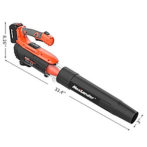 MAXLANDER Cordless Leaf Blower, 20V 350CFM Battery Powered Leaf Blowers for Lawn Care, Electric Lightweight Leaf Blower with 2-Speed Dial for Leaf/Snow/Dust Blowing (4.0Ah Battery & Charger Included)