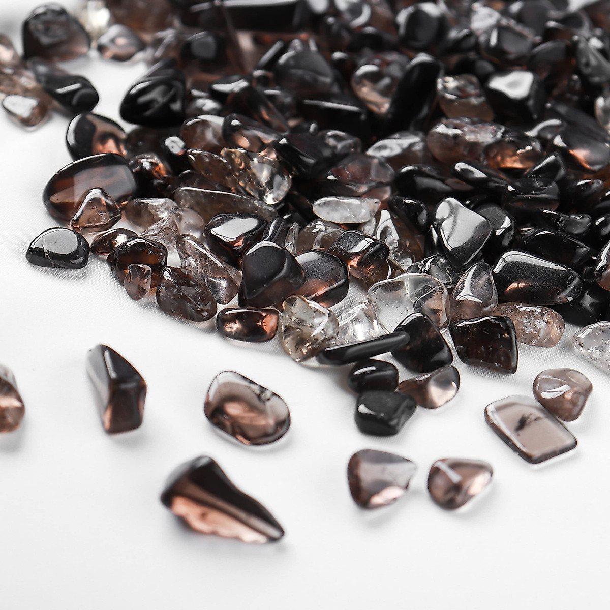 Runyangshi Natural Stones Irregular Shaped Small Tumbled Chip Gravel Crushed Gemstone Home Garden Fish Tank Decoration (Smoky Quartz, 9-12)