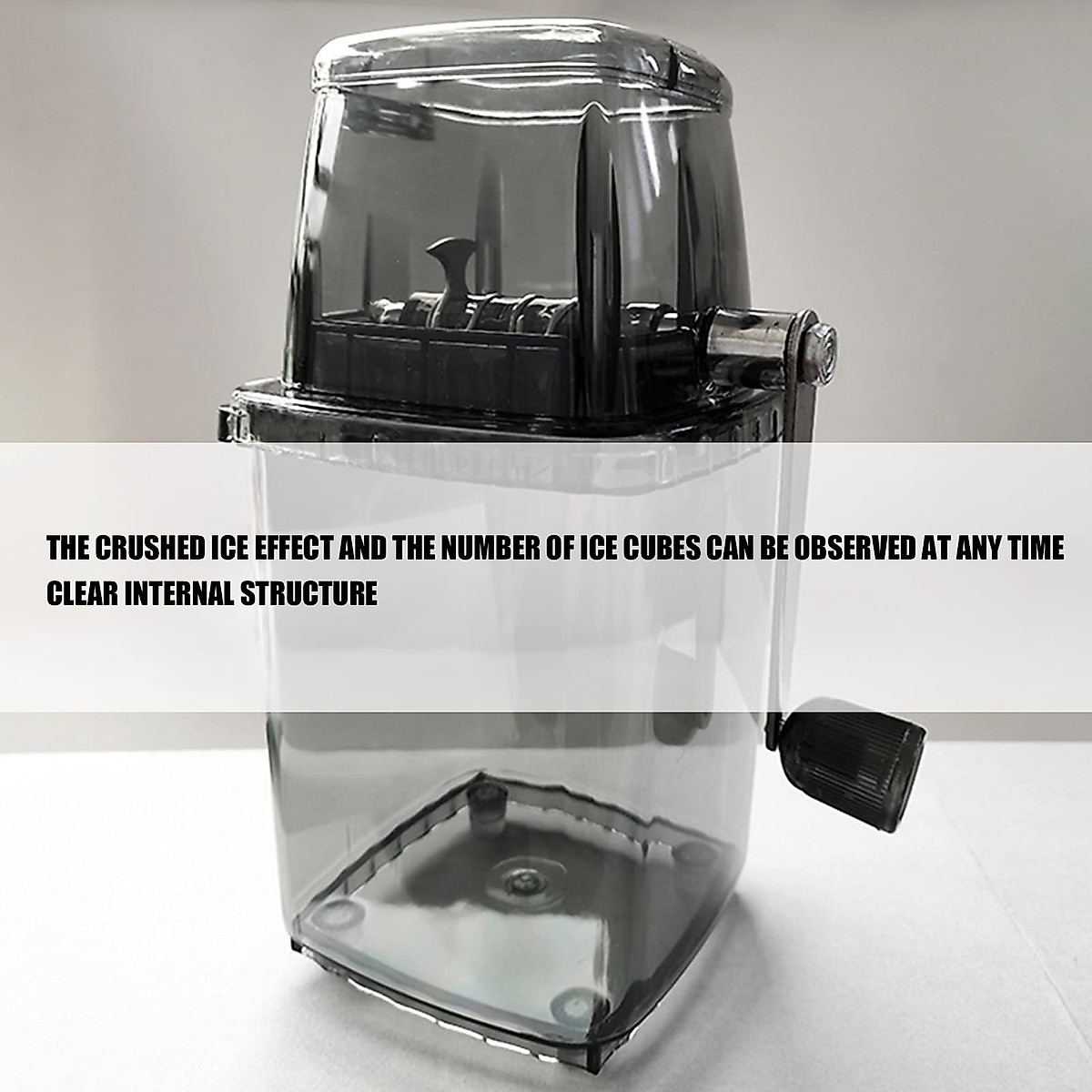 Tuzoo Hand Crank Operated Ice Crusher, Ice Shaver with Stainless Steel Blades, Manual Hand Crank Operated Ice Breaker for Fast Coarse, Shaved or Fine Chips Snow Cones or Slushies(Gray)