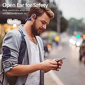 C G CHANGEEK Bone Conduction Headphones, Open-Ear Wireless Bluetooth Headphones with CVC Noise Reduction Microphone, 8H Playback, Sweatproof Sport Earphones for Gym, Running & Work, CGS-B6A