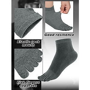 Bencailor 6 Pairs Women Five Toe Socks Cotton Breathable Compression Solid Color Tube Sock for Women Men Athletic Running(5-9,Black, White, Dark Gray, Light Gray, Coffee, Navy)