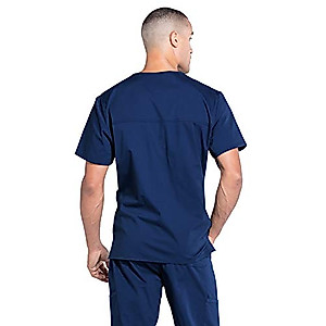 Cherokee Scrubs for Men V-Neck Top, Workwear Professionals Soft Stretch WW675, L, Navy