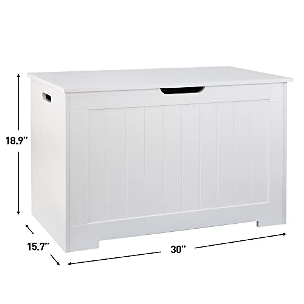 Saturnpower 30 inches Kids Wooden Toy Chest Storage Space with 2 Safety Hinge Modern Decorative Toys Bench Box for Playroom Bedroom Living Room (White)