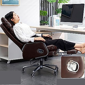 MARURY Big and Tall Office Chair, Living Leather Boss Chair Business Reclining Chair, Office Comfortable Sedentary Study Chair for Heavy People Home Office Desk Chair