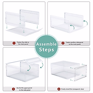 FUNLAX Shoe Storage Boxes, 6 Pack Stackable Shoe Organizer Box Clear Plastic Shoe Boxes with Magnetic Side Door up to US Size 13 Space-saving Shoe Container for closet