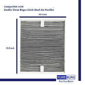 PUREBURG Replacement High-efficiency HEPA Filters Compatible with Stadler Form Roger Little Dual Air Purifier R-114,Activated carbon 2-IN-1 Air Clean Dust VOCs,2-Pack