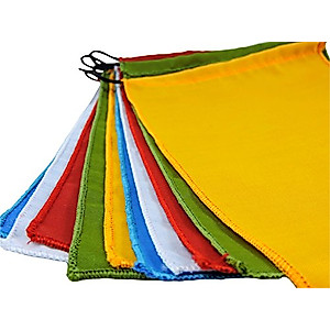 Blank prayer flags set of 10 flags surged edge. five Tibetan traditional colors which are Yellow, green, red, white and blue. Each color represents an element.