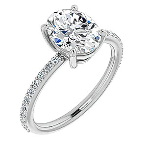 14K Gold 3 CT Oval Cut VVS1 Colorless Moissanite Engagement Ring for Women Bridal Set Handmade Diamond Wedding Ring for Gifts (4)