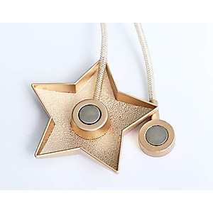 JQWUPUP Magnetic Curtain Tiebacks, Retro Star Drape Rope Tie Backs Holder Buckle - Decorative Curtain Holdbacks Clip for Sheer and Blackout Curtain (2 Pieces, Silver)