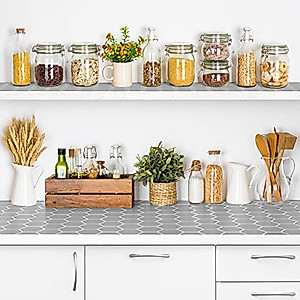 Glotoch Premium Non Slip Shelf Liner 12” X 20FT, Non Adhesive Drawer Liner, Waterproof Shelf Liners for Kitchen Cabinets, Drawer, Fridge, Wire Shelving, Pantry, Bathroom-Heavy Duty, Grey Geometric