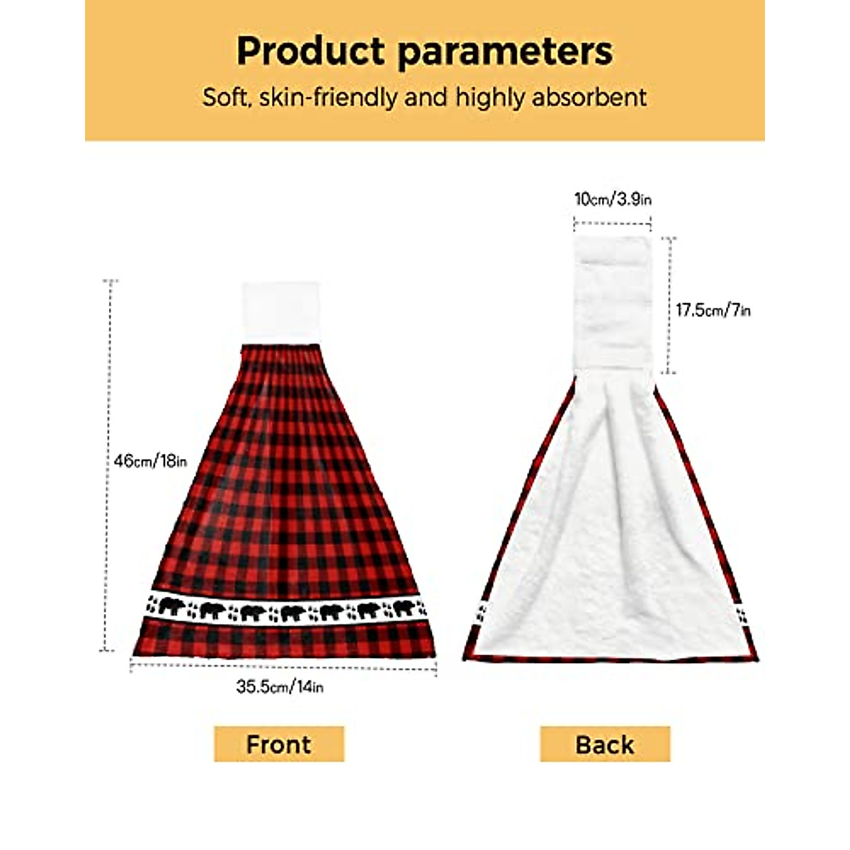 2PCS Hand Tie Towels for Bathroom Kitchen-Red Black Buffalo Checked Plaid Bear Paw Decor Hanging Towel Tea Bar Dish Cloth Soft Coral Fleece Absorbent Washcloth,Forest Animals