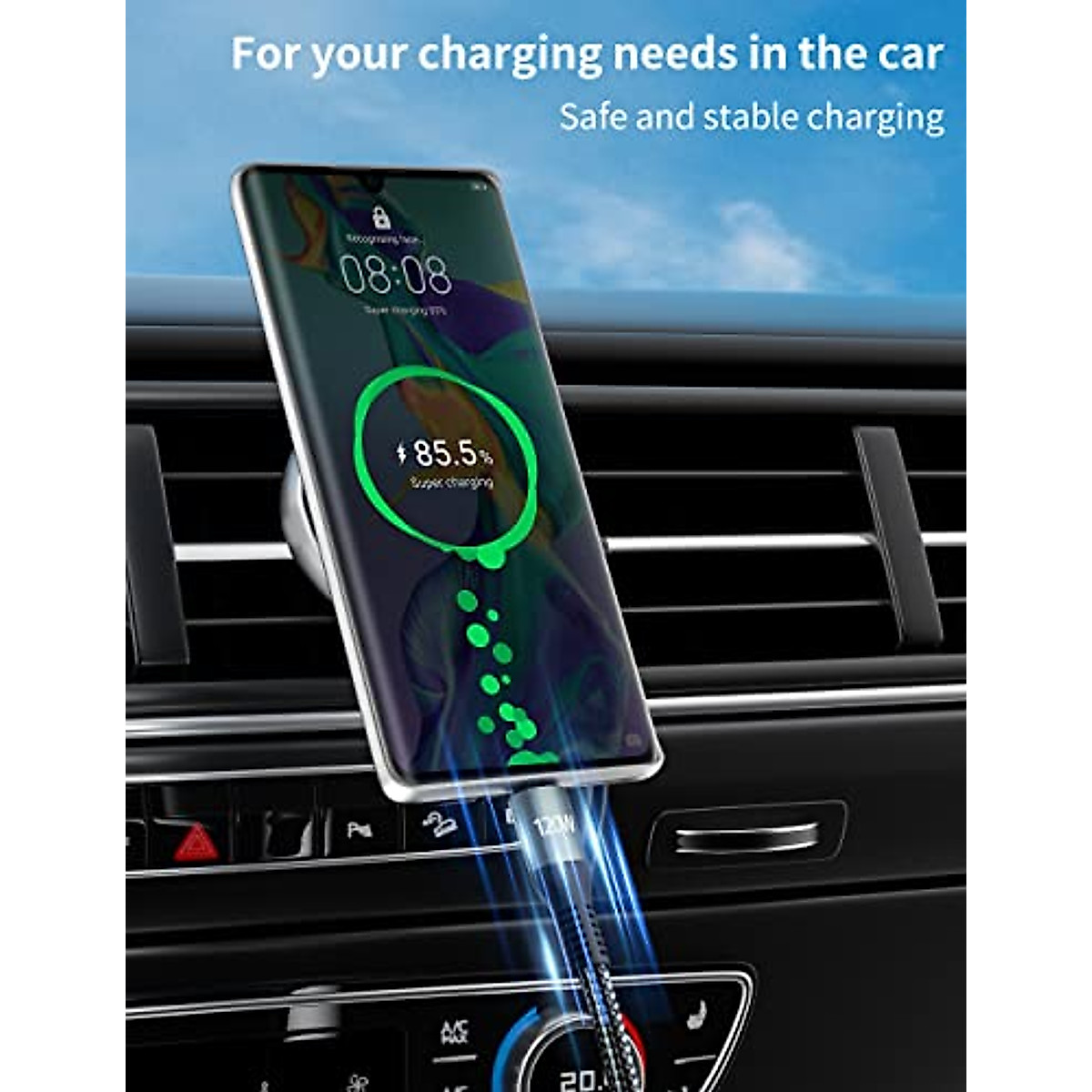 Quikbee Multi Charging Cable, 4ft/1.2m, 3 in 1 Fast Charging Cable Nylon Braided USB-C/Type c Charging Cable/Micro-USB Ports for Mobile15 14 13 12 11 xs x, Samsung,Huawei，and Other Devices.