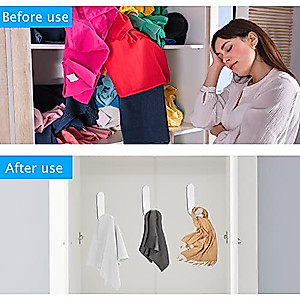 Zorveiio 24 Pcs Self Adhesive Hooks Heavy Duty, 304 Stainless Steel Hooks Razor Holder Wall Hooks Bath Towel Hook Hanging Hooks for Towels Robe Coat Hats Shower Bathroom Kitchen - Brushed Nickel