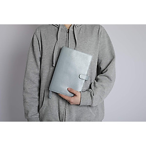 Genuine Leather a5 Planner Cover Personal Organizer, Compatible with Stalogy Hobonichi A5 Size Planner Notebooks (Lychee-Bluish Grey)