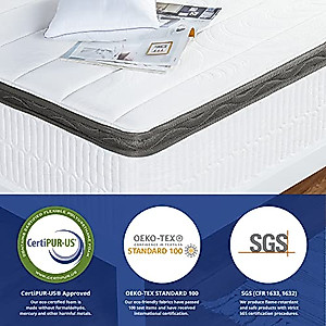 Oleesleep 13 Inch Dual Layered Gel Hybrid Memory Foam Mattress, CertiPUR-US Certified, Gray, King