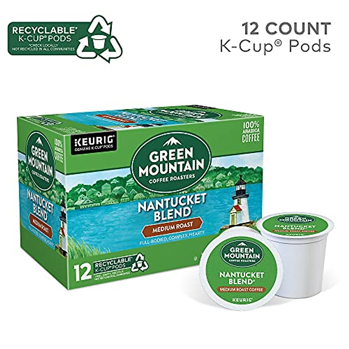 Green Mountain Coffee Nantucket Blend Keurig Single-Serve K-Cup Pods, Medium Roast Coffee, 12 Count