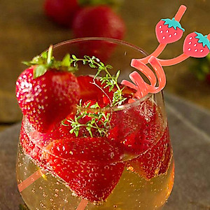 Kichvoe 12pcs Fruit Shaped Straw Small Favor Bags Hey Bear Sensory Fruit Birthday Decorations Crazy Silly Straw Plastic Drinking Straws Bar Straws The Pet Decorate Strawberry Travel