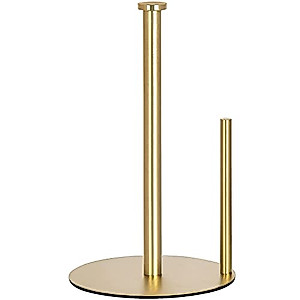 Gold Paper Towel Holder Countertop, OBODING, Gold Kitchen Paper Towel Holder Stand for Kitchen and Bathroom Organization, Stainless Steel Paper Towel Holders for Standard and Large Rolls (Golden)