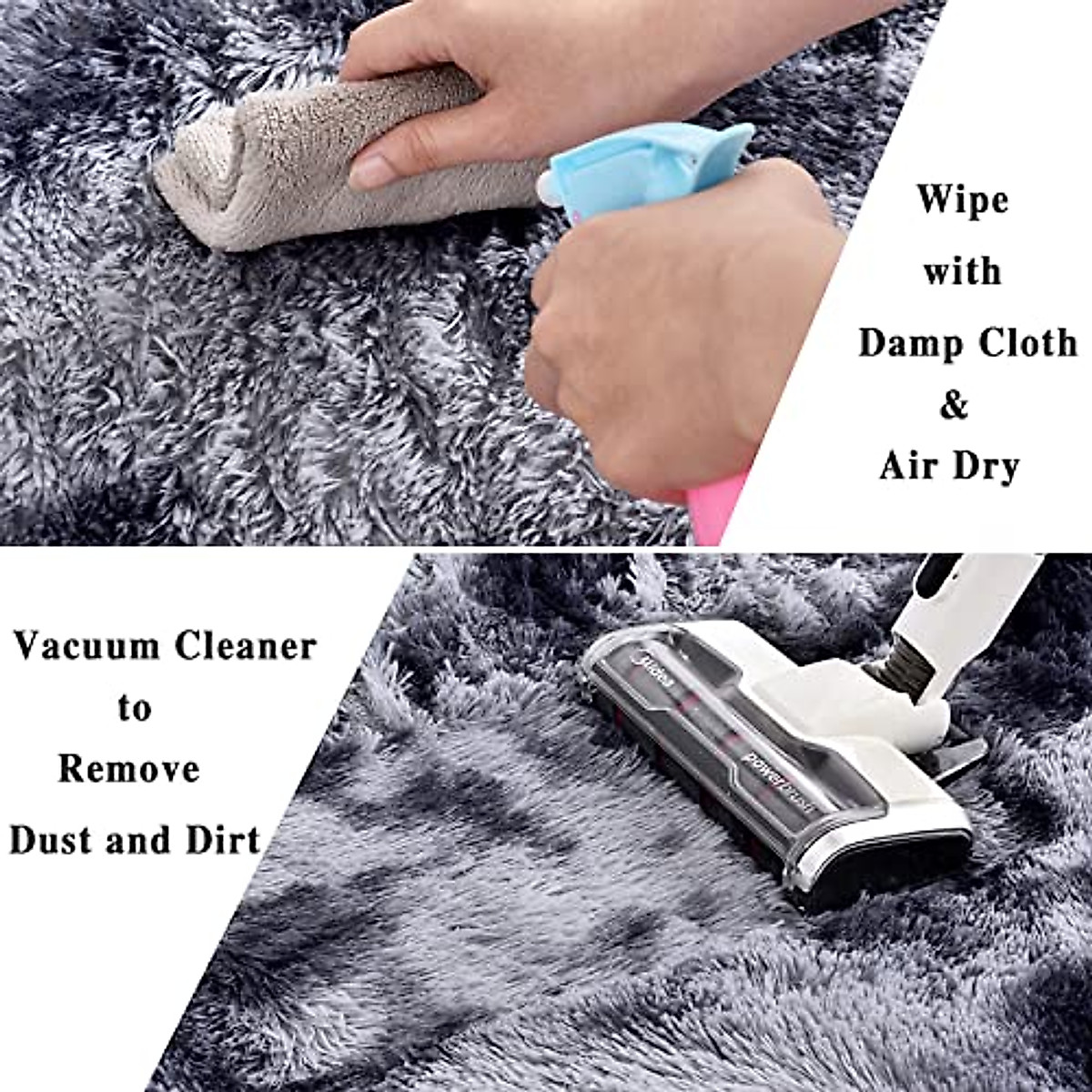 Temedara 5x7 Area Rugs for Bedroom,Shag Fuzzy Soft Carpet,Dark Gray Plush Shaggy Bedside Rug,Indoor Non-Slip Shag Living Room Rug for Kids Boys College Dorm Home Decor Tie-Dyed Dark Grey