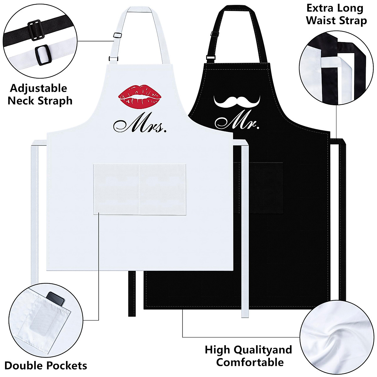 LIGHTEN LIFE Wedding Engagement Gifts for Couples,Mr & Mrs Appron and Wine Whiskey Glass Set,Anniversary Present for Newlywed,Bridal Shower Gifts,Mr and Mrs Gift Set