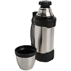 Thermos The Rock Vacuum Insulated 1 Liter Beverage Bottle, stainless steel/black, 1.1 quart (2510TRI2)