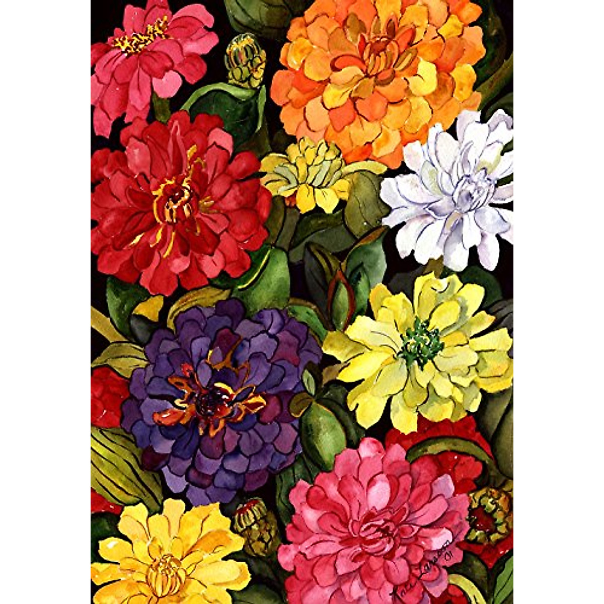 Toland Home Garden 112064 Zippy Zinnias Spring Flag 12x18 Inch Double Sided Spring Garden Flag for Outdoor House summer Flag Yard Decoration