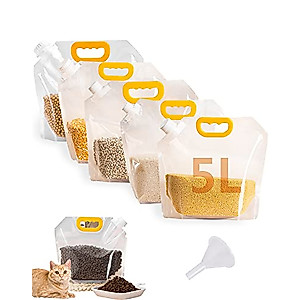 Cereal Containers Storage(5pcs -11lb)Airtight Food Storage Containers with Lids & Funnel, Air Tight Containers for Food Stand Up Rice Cereal Dry Food Storage Containers for Organizing Pantry Kitchen