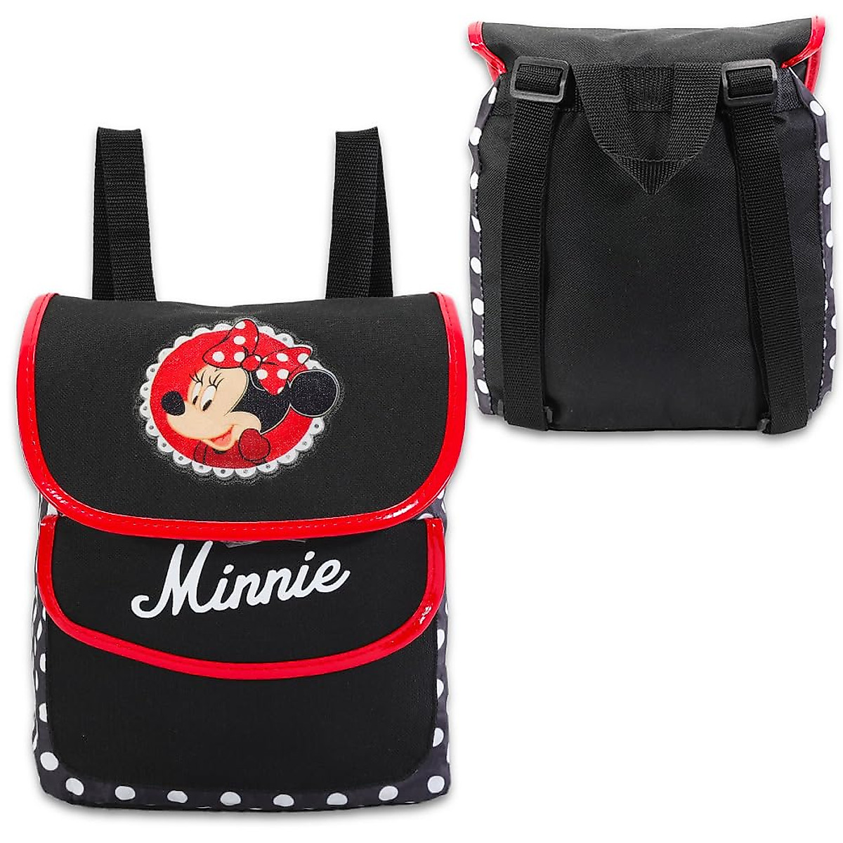 Fast Forward Minnie Mouse Backpack for Girls Set - 2 Pack Bundle with 12” Minnie Mouse Preschool Mini Backpack and Minnie Drawstring Bag | Minnie Backpack