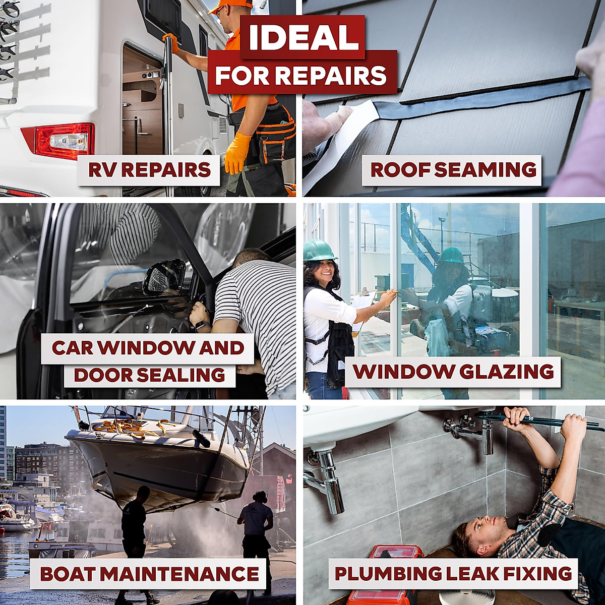 Butyl Sealing Tape, Black, 1/8-In x 3/4-In x 30-Foot Plumbers Putty Tape, RV Sealant Tape, Butyl Rubber for Boat Sealing, EDPM Butyl Tape RV - XFasten