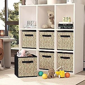 Wisdom Star 6 Pack Fabric Storage Cubes with Handle, Foldable 11 Inch Cube Storage Bins, Storage Baskets for Shelves, Storage Boxes for Organizing Closet Bins,Black