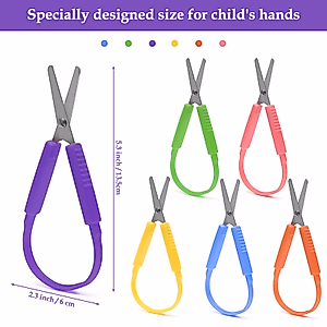 6Pcs Loop Scissors For Kids, Windspeed Spring Scissors Mini Training Loop Scissors Loop Scissors Colorful Grip Scissors Loop Handle with Easy-Open Squeeze Handles for Special Needs and Elderly