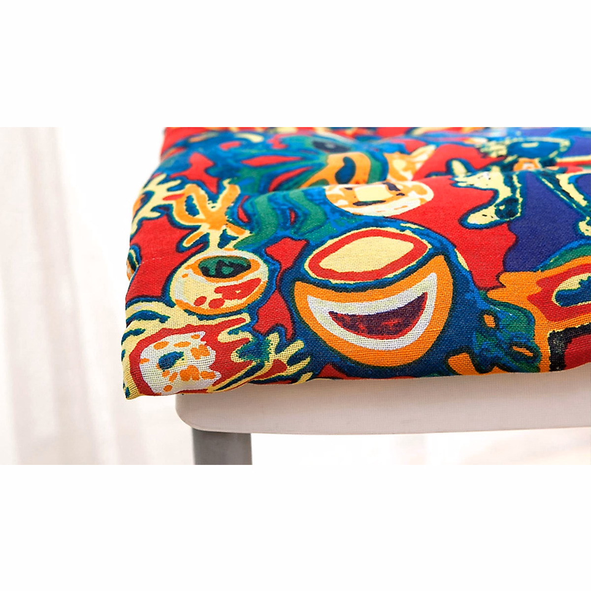 Gardening Spring Exotic Style Thin Dining Chair Pads 20'' x 20'' Cotton Linen Breathable Decorative Cushion (4 Count (1 Pack), Blue)