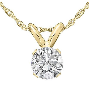 14k White or Yellow Gold 1/2 Ct T.W. Diamond Round-Cut Solitaire Pendant Women's Necklace With 18" 14k Gold Chain