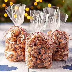 Yotelab Flat Bottom Cellophane Bags, 4x4x9 Inches Gusseted Cellophane Bags With Paper Insert,100 Pieces