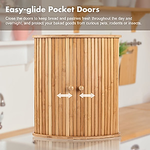 Bamboo Bread Box For Kitchen Countertop TOMKID Farmhouse Corner Bread Box 2 Layer Bread Storage Container, Extra Large Bread Boxes, 15.1 in x 11.8 in x 16.8 in (Assembly required)