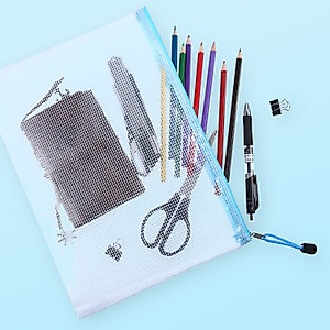 14 Pieces Waterproof Zipper Bags Mesh Bags Zipper Document Pouches for Travel Cosmetic Offices, 7 Sizes (7 Colors)
