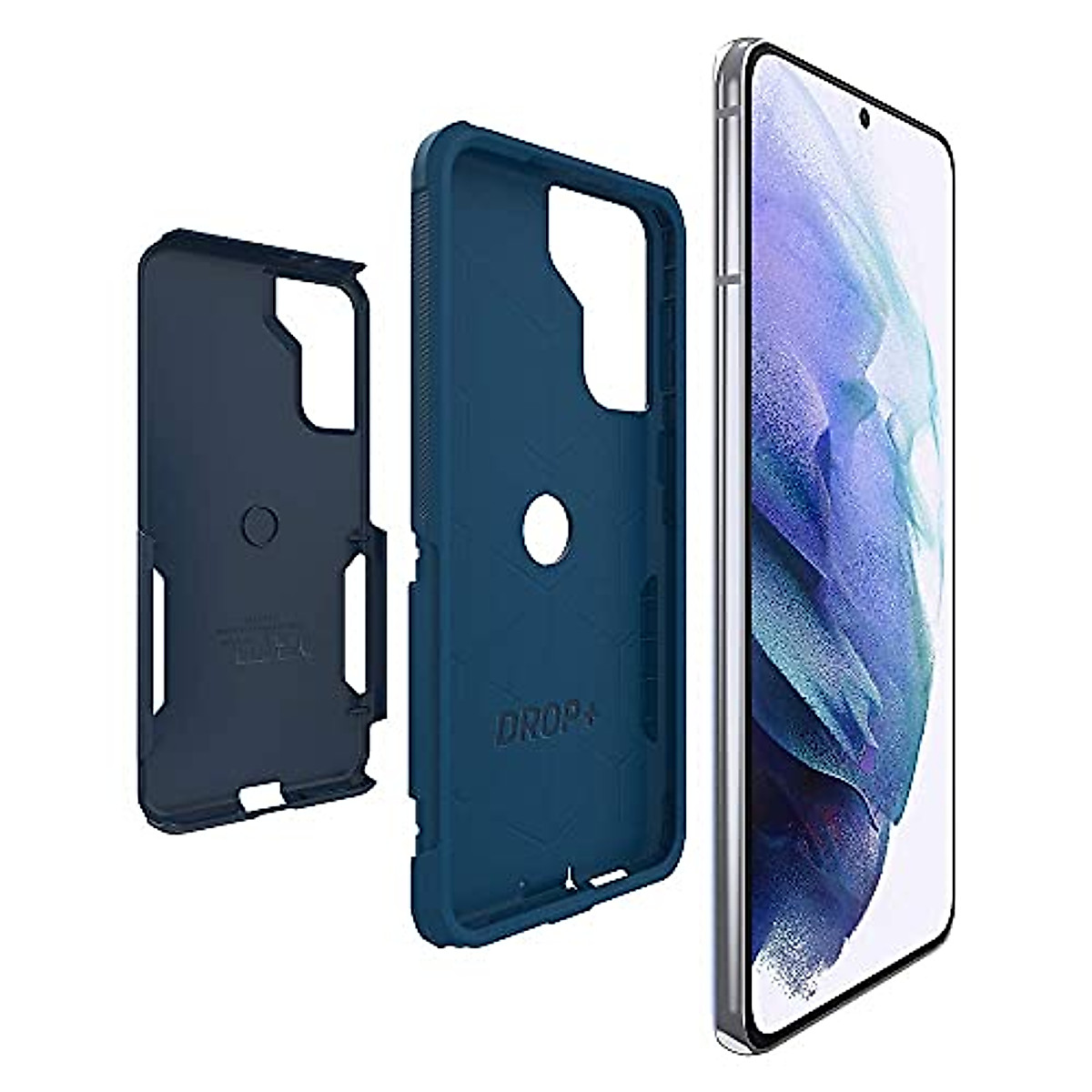 OtterBox Galaxy S21+ 5G (ONLY - DOES NOT FIT non-Plus size or Ultra) Commuter Series Case - BESPOKE WAY (BLAZER BLUE/STORMY SEAS BLUE), slim & tough, pocket-friendly, with port protection