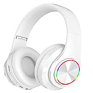 Gzkeji B39 Bluetooth Headset Headset Head-Mounted Wireless Light-Emitting Colorful Breathing Light can be plugged into a Card Folding bass a Variety of Devices and Scene Universal Headphones (White)