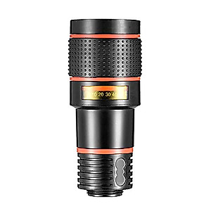 CamDesign HD Cell Phone Camera Lens 12x Optical Zoom Telephoto Lens Clip-On Smartphone Lens Compatible with iPhone X/8/7/6s/6 Plus/Samsung/Android/Tablet & Used as Monocular/Rubber Eyecup/Carry Bag