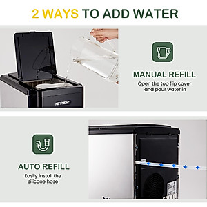 HEYNEMO Nugget Ice Maker Countertop, 3 in 1 Ice Dispenser for Ice Making, Ice Crushing & Ice Water, Water Cooler, 44lbs in 24Hrs, 12 Ice Cubes in 6 Mins, Ideal for Home, Kitchen, RV