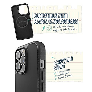 Smartish iPhone 14 Pro Slim Case - Gripmunk Compatible with MagSafe [Lightweight + Protective] Thin Grip Cover with Microfiber Lining - Black Tie Affair