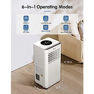 Portable Air Conditioners,Grelife 8000BTU 4-in-1 AC Unit with Fan,Heat&Dehumidifier,Powerful Cooling up to 350 sq.ft,Portable AC with Smart/Sleep Mode,LED Display,Remote Control,48dB Quiet,24H Timer