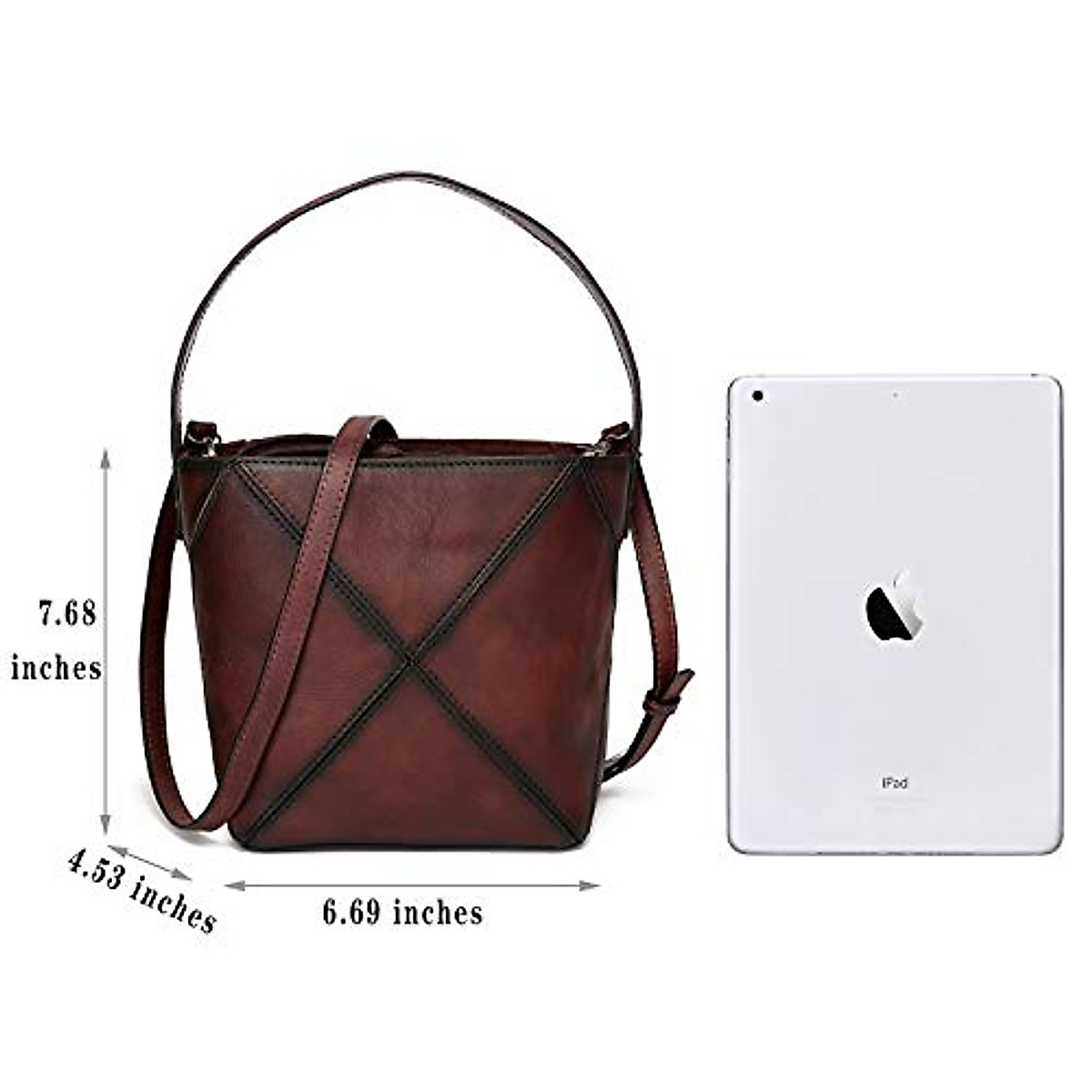 Crossbody Bag for Women Leather Handbag Shoulder Bag Vintage Top Handle Tote Purses (Coffee)
