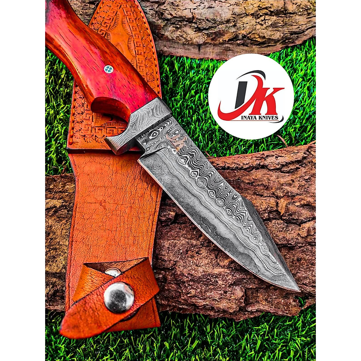 Custom hand made Damascus steel hunting knife,11" inches Skinner,out door survival camping,fix blade, classic, Christmas gift, nice grip handle,sharp, slicer, Leather sheath HUNT-04