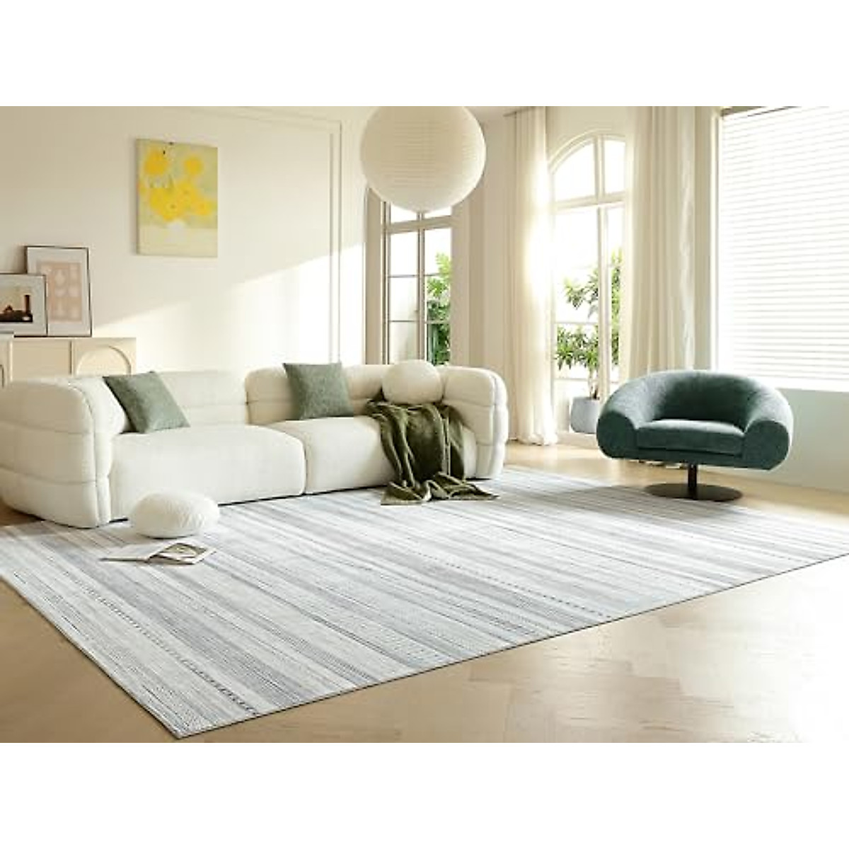 Boraya Area Rugs for Living Room: 5x7 Washable Boho Rug for Bedroom Large Neutral Bohemian Moroccan Farmhouse Geometric Dining Room Rugs Ultra Soft Floor Carpet Indoor for Home Office - Grey